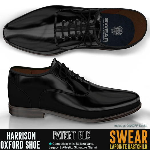 Second Life Marketplace Dress Shoes Harrison Oxford Patent Black